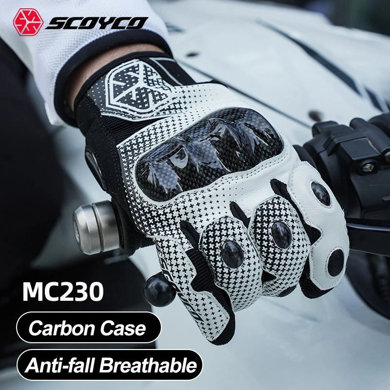 SCOYCO Motorcycle Gloves Carbon Fiber Protection Full Finger Motorbike ...