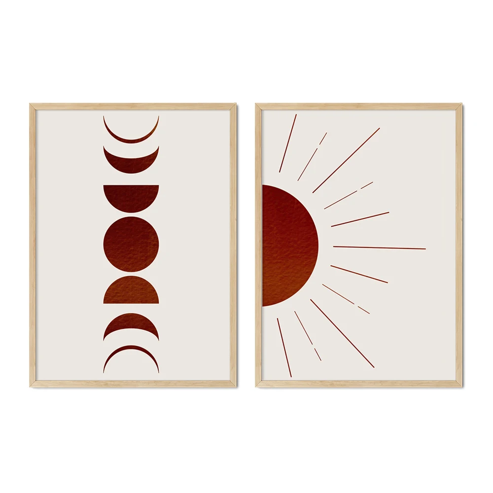 Sun-Moon-Abstract-Painting-Lines-Art-Print-Bohemia-Posters-for-Wall ...