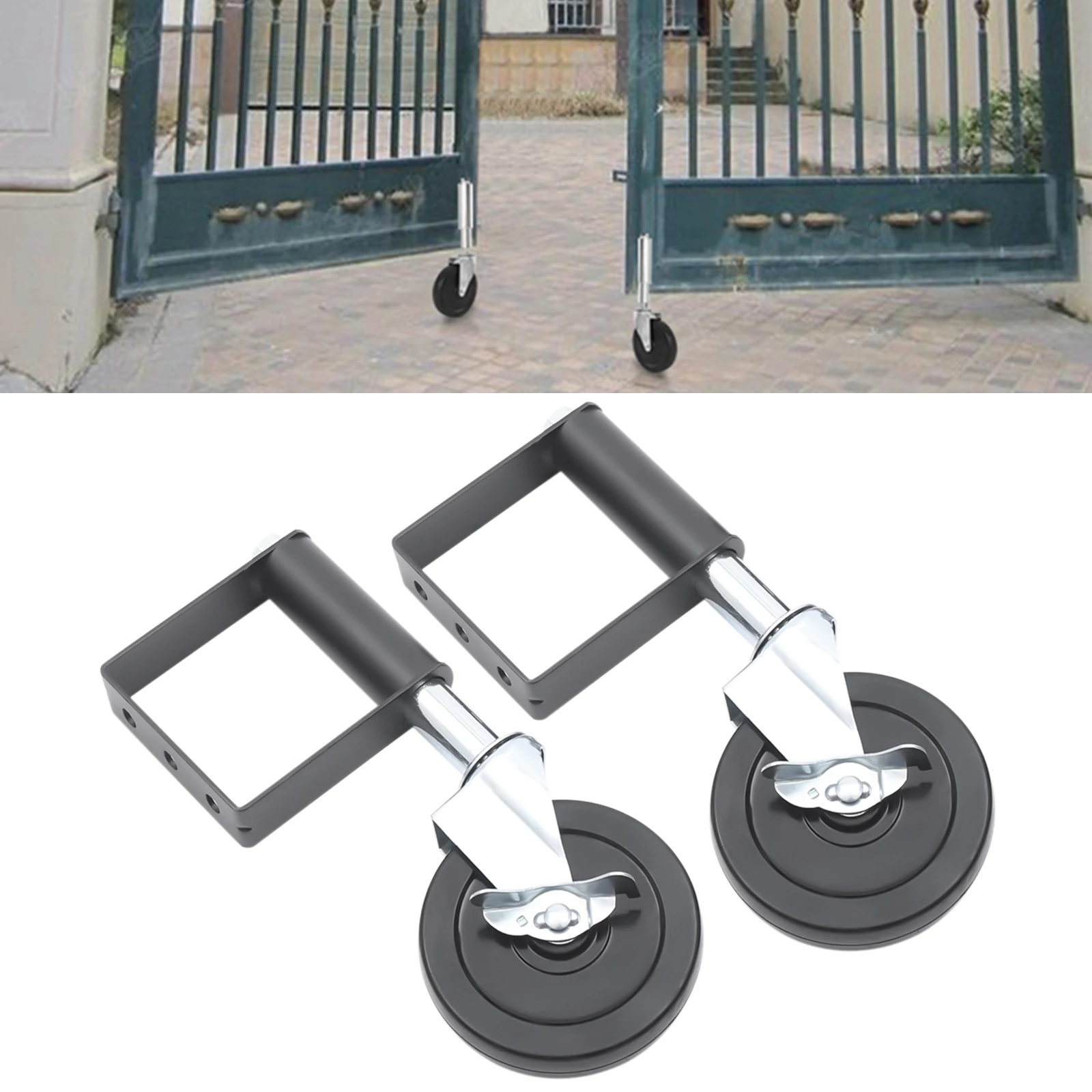 2PCS-5-Inch-Gate-Track-Wheel-Surface-Spray-Treatment-Black-Metal-Pulley ...