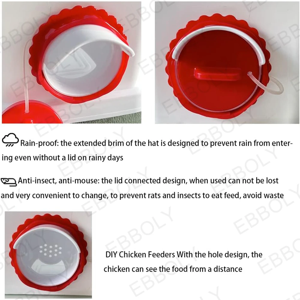 Chicken Feeder Poultry Feeder DIY Port Gravity Feed Kit Rain Insect ...