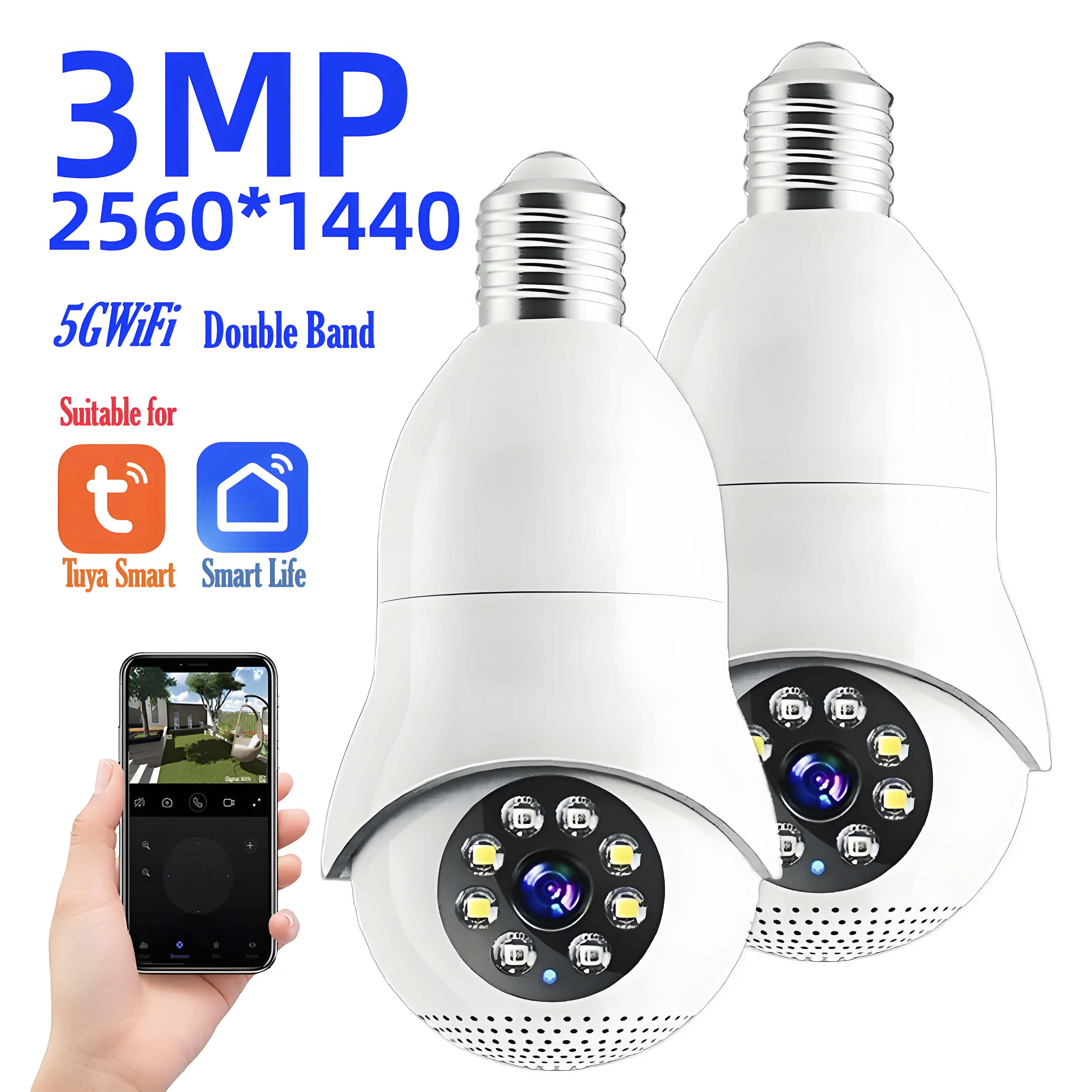 5G-Duel-Band-Tuya-3MP-2MP-Bulb-Camera-Remote-Control-Night-Vision-Two ...