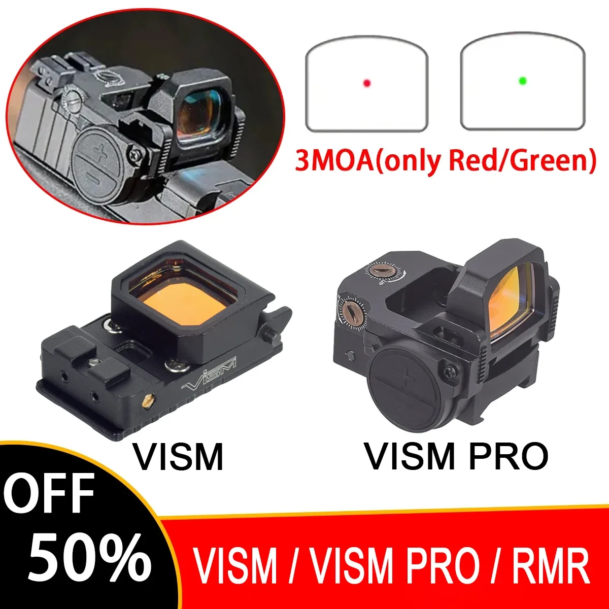 Tactical-Trijicon-RMR-VISM-PRO-Flip-Up-3-MOA-Red-Green-Dot-Scope-Reflex ...