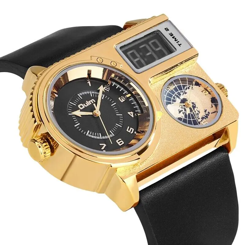 Oulm-Square-Watches-Men-LED-Dual-Time-Zone-Wristwatch-Big-Size-Sports ...
