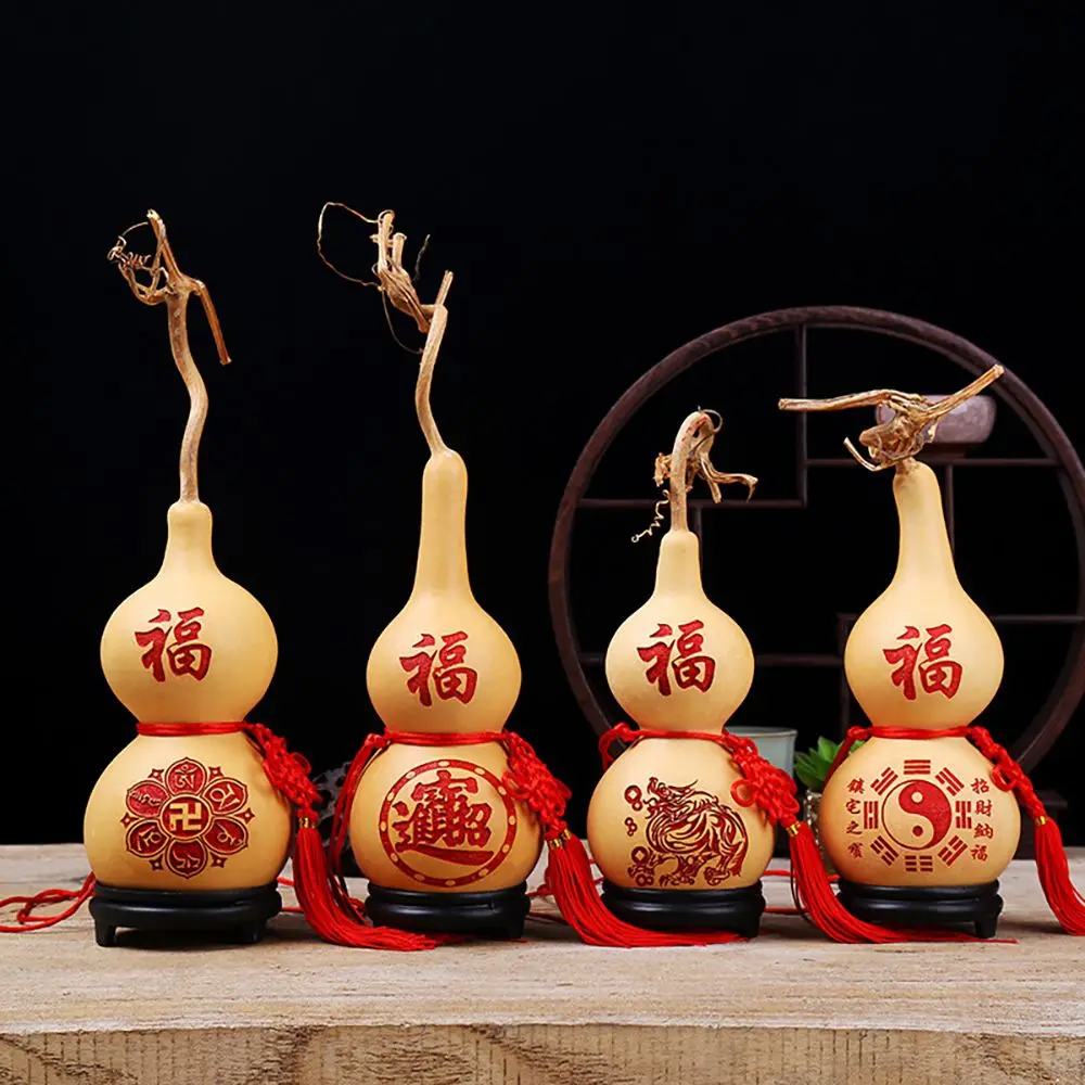 Chinese Style Yin Yang Tai Chi Natural Gourd Tassel Handmade Hanging ...