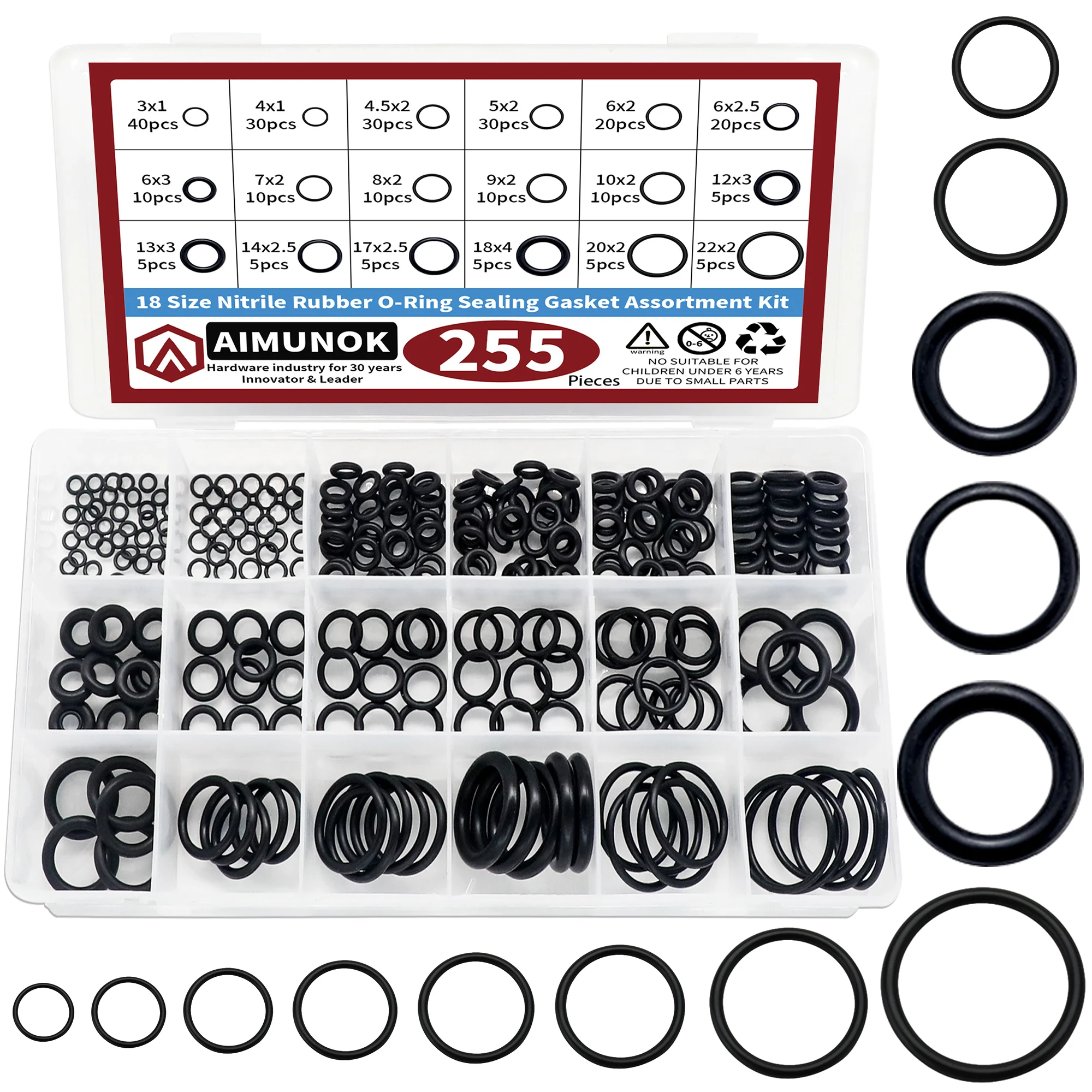 255pcs-Rubber-O-Rings-Kit-18-Size-Metric-NBR-Washer-Gasket-Sealing ...