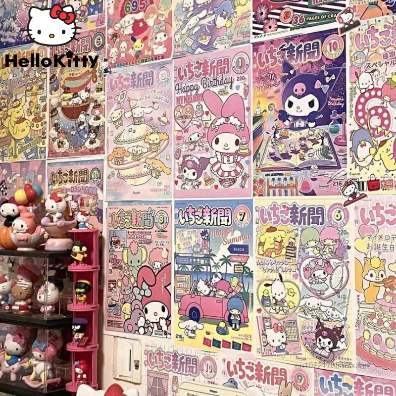 Sanrio-Hello-Kitty-Stickers-Mural-Cartoon-Wall-Paper-Pasting-Poster-Y2k ...