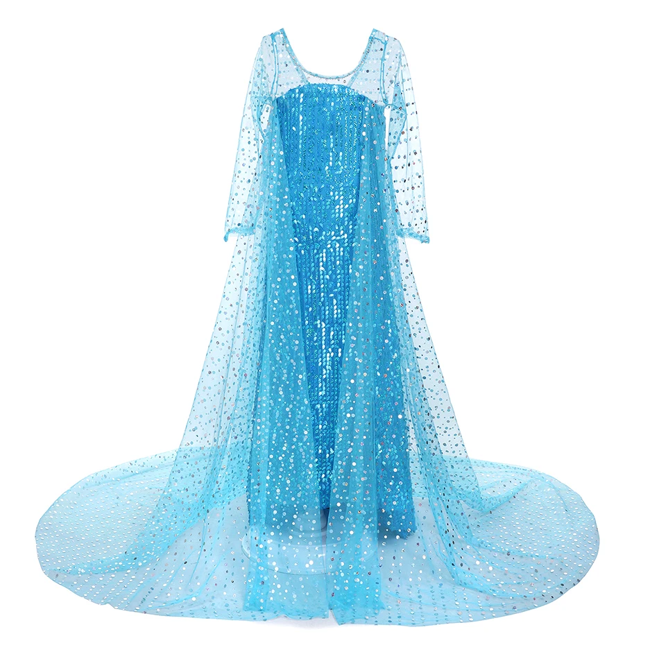 Disney Frozen Girls Elsa Cosplay Princess Dress Sequin Costume Snow ...