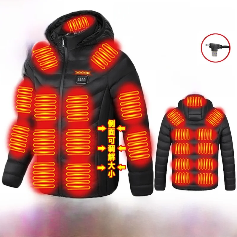 Heatable Outdoor Cotton Jacket with Hood USB Electric Heating Women's ...
