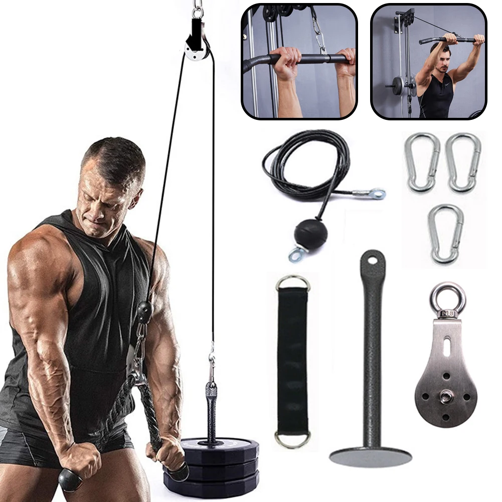 Fitness-DIY-Pulleys-Rotatable-Steel-Wire-Rope-Roller-Slide-Muscle ...