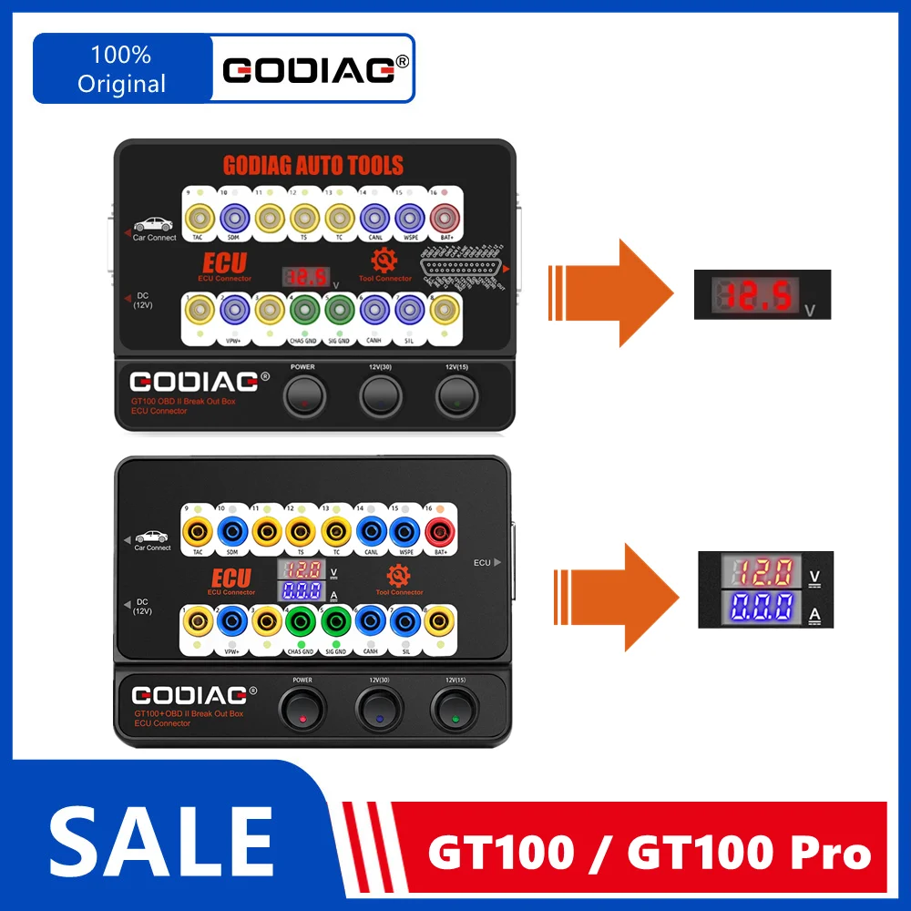 GODIAG-GT100-Pro-OBD2-Breakout-Box-with-Electronic-Current-Display-used ...