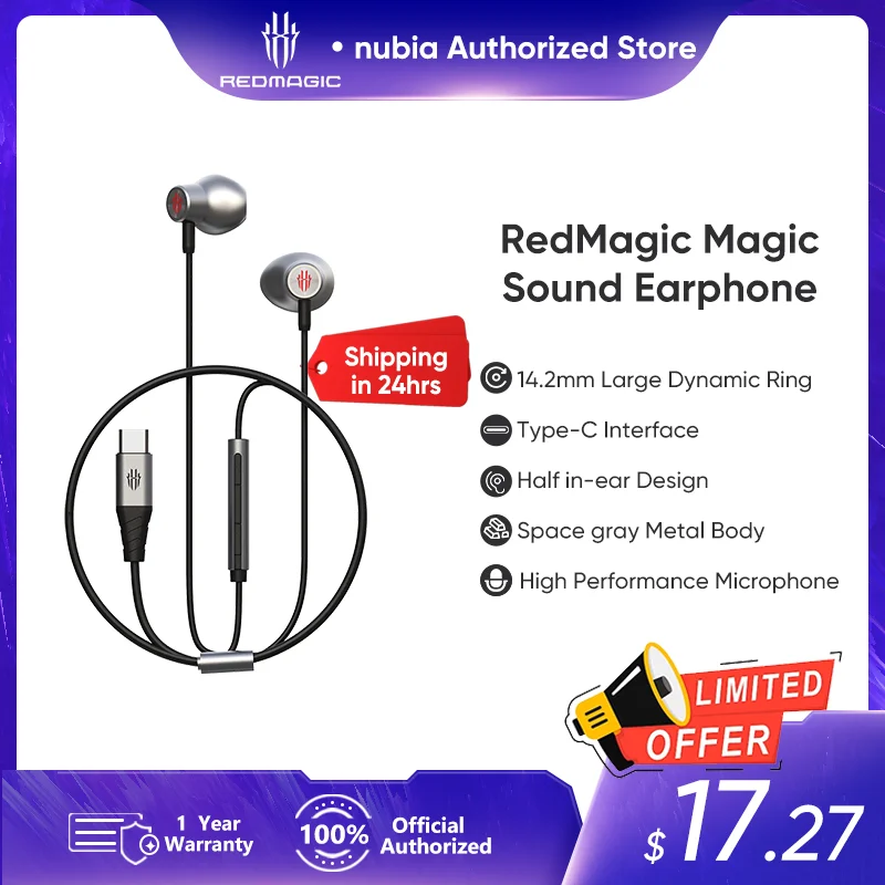 Original ZTE Nubia RedMagic Gaming Earphone 3.5mm USB / Type-C ...