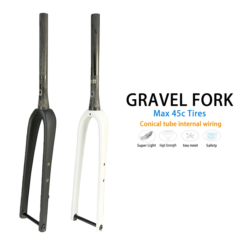 Gravel Bicycle Front Fork Carbon Fiber Tapered Tube Full Internal Cable ...
