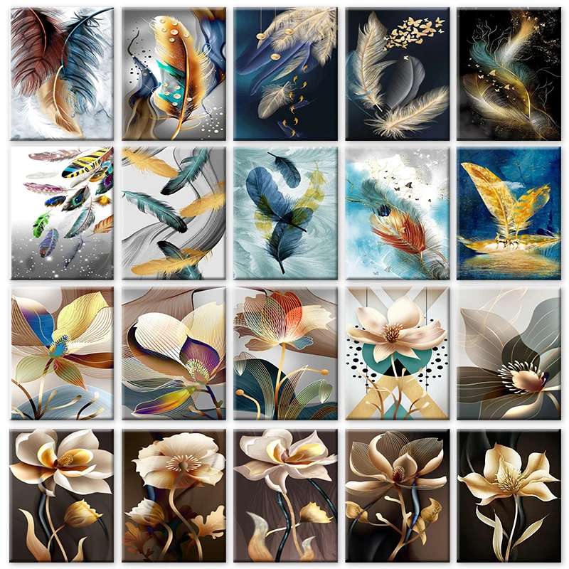 GATYZTORY-60-75cm-Frame-DIY-Painting-By-Numbers-Feather-Paint-By ...