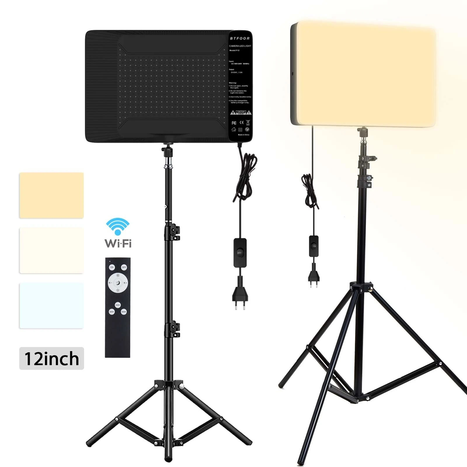 12in 50w Led Fill Lamp Video Light Panel 3300k-6500k Photography ...