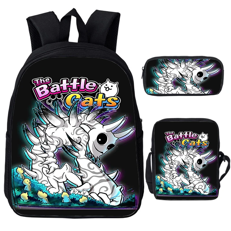 3pcs-Set-The-Battle-Cats-Backpack-Shoulder-Bag-Pen-Bag-Cute-Cartoon ...