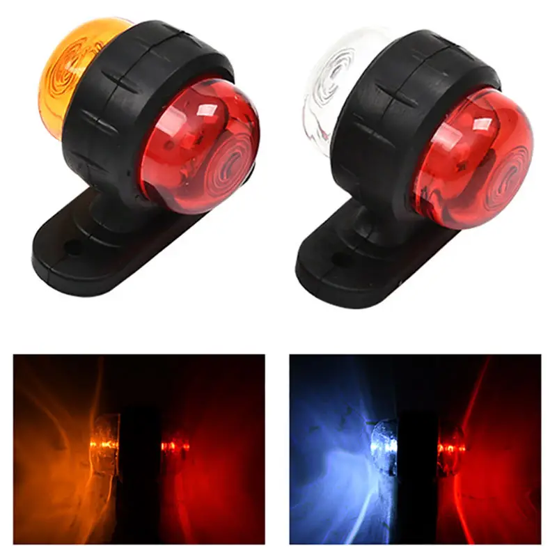 2PCS Truck Side Marker Lights Outline Lamp 12V 24V Side Light Red Amber ...