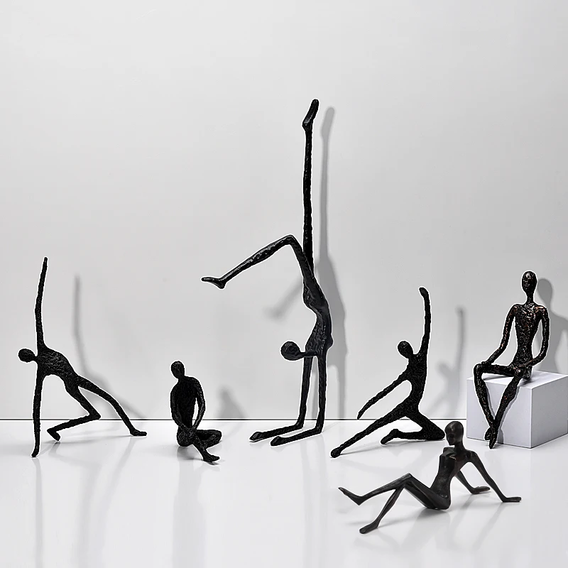 Metal Figure Sculpture Sports Cast Iron Crafts Abstract Portrait Statue ...