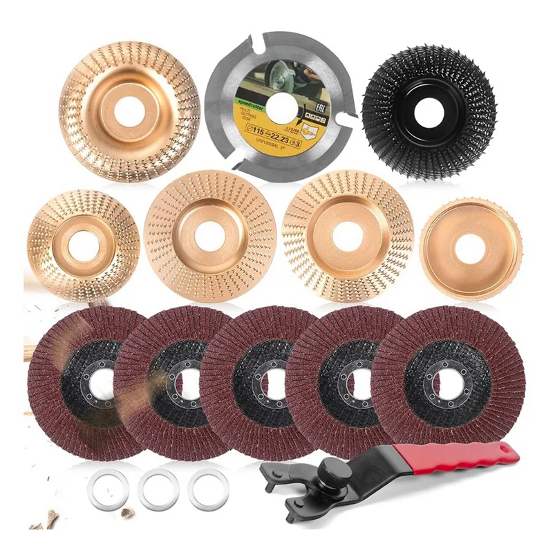 13PCS-Wood-Carving-Disc-Set-For-4-1-2-Angle-Grinder-Attachments-Stump ...