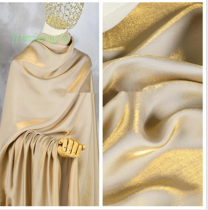 Light Gold Silk Fabric | Colored Satin Fabrics | Fabrics Sewing Satin ...