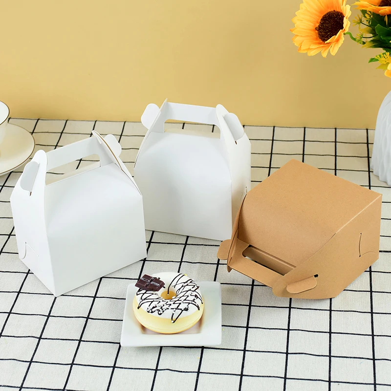 5pcs-White-Portable-Cake-Dessert-Box-Kraft-Paper-Cookie-Bakery-Food ...