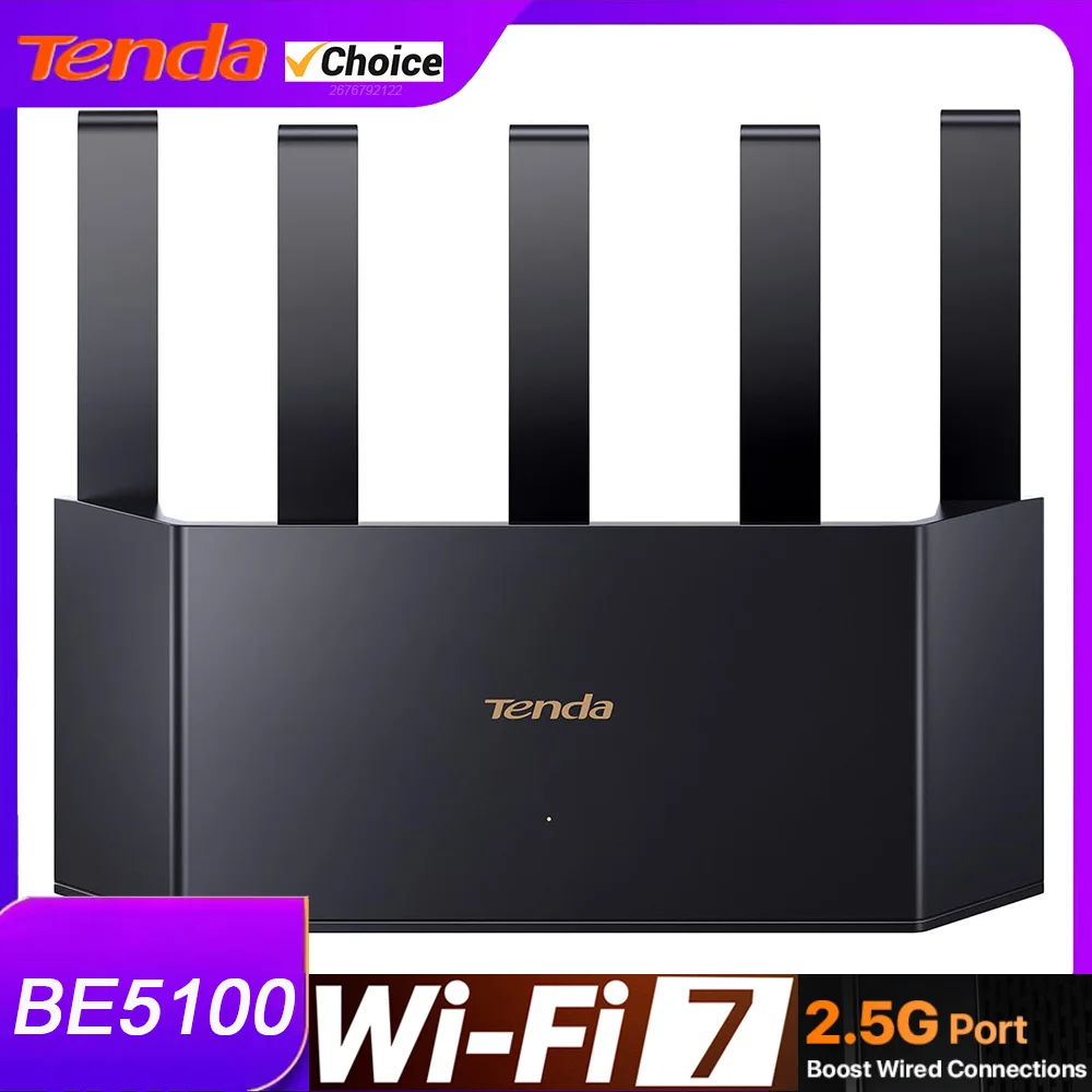 Tenda Router BE5100 2.5G WiFi 7 5011Mbps Network Port 512MB Memory 2.4 ...