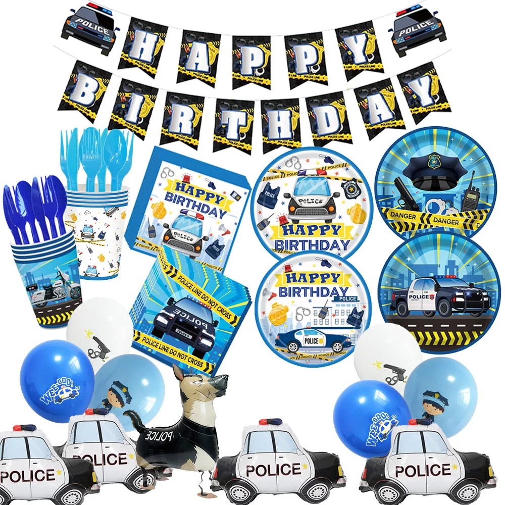 Police Party Birthday Decorations Tableware Police Party Plates Napkins ...