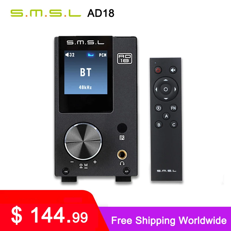 SMSL Amplificador Digital de Audio AD18, dispositivo con Bluetooth 4,2, USB, DAC, Audio, DAC ...