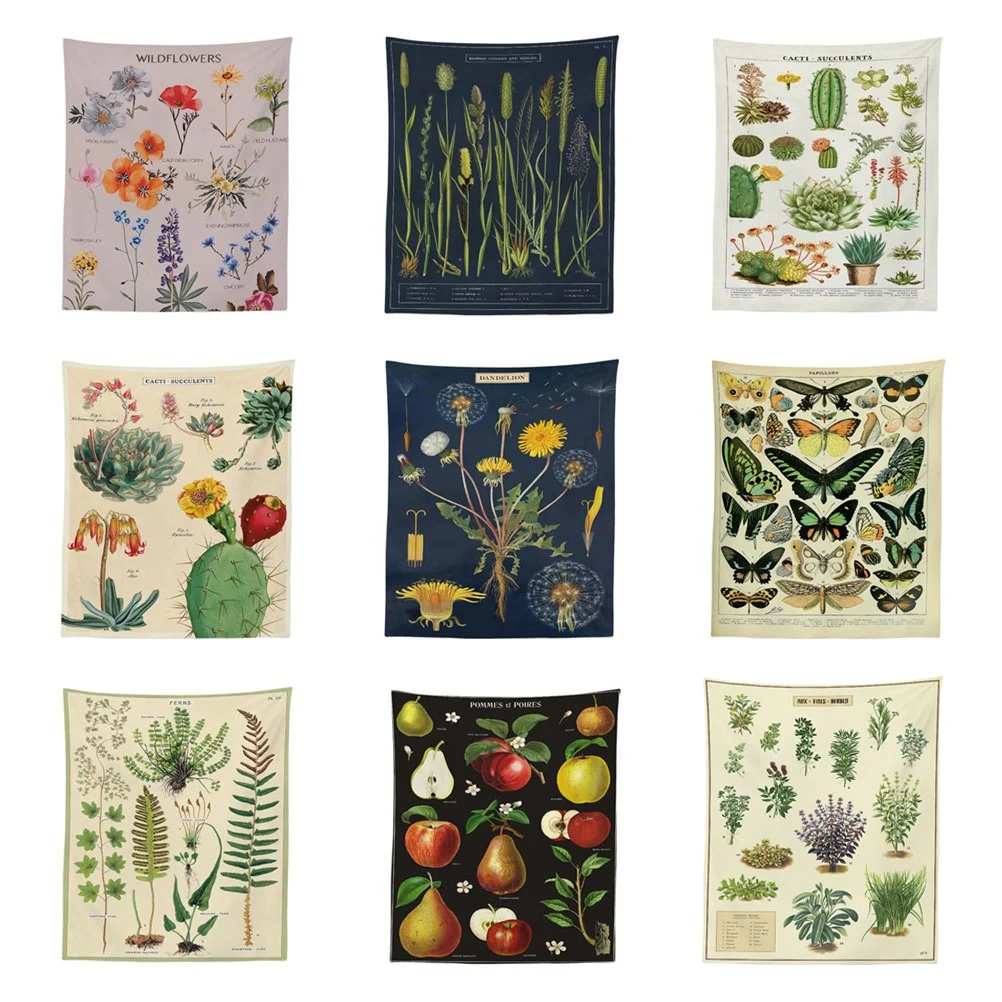 Botanical-Wildflower-Tapestry-Wall-Hanging-Flower-Saguaro-Hippie ...