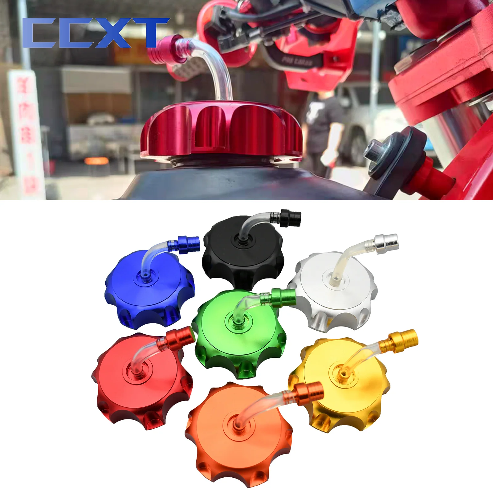 Universal 50mm CNC Aluminum Racing Gas Fuel Tank Cap With Vent Cap For Yamaha Kawasaki Honda KTM ...