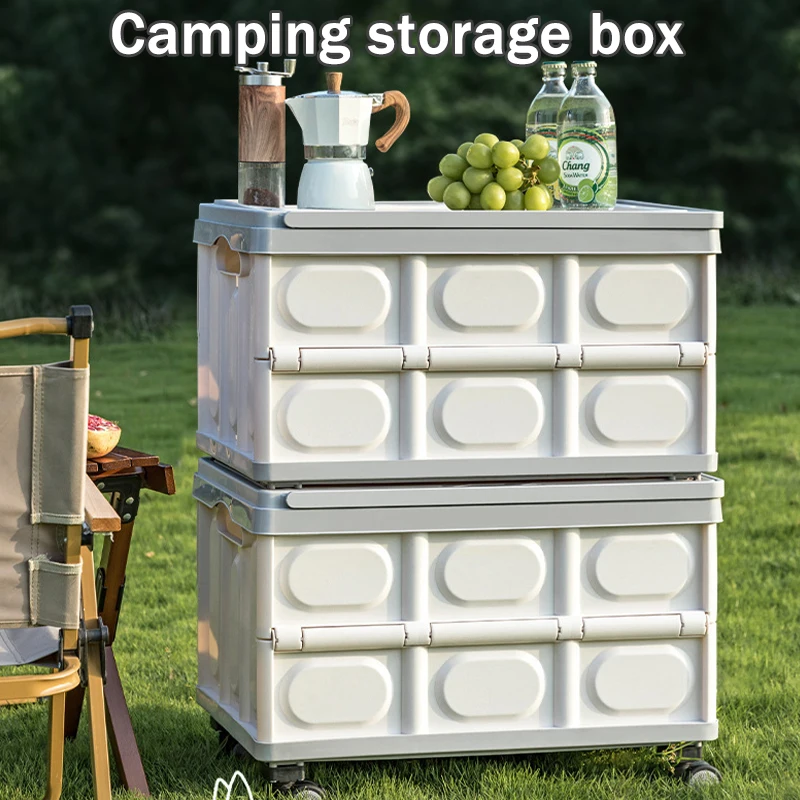 Outdoor Camping Storage Box Folding Trunk Hand-Pulled Wheeled Storage ...