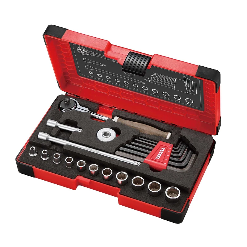 VESSEL-Non-slip-Wood-composite-Ratchet-Socket-Wrench-Set-Japan-Tools-No ...