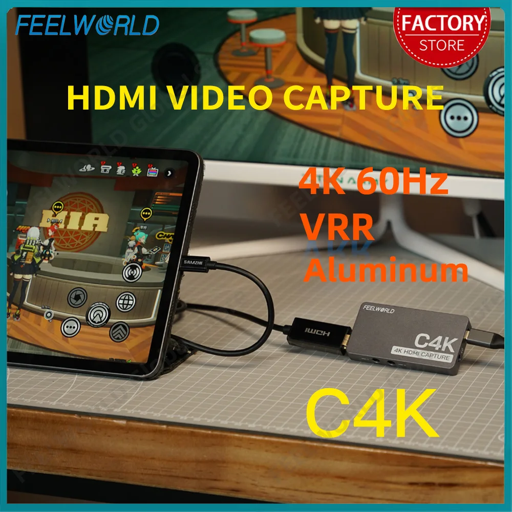 FEELWORLD C4K HDMI2.0 Video Capture Card with 4K 60Hz Support VRR Plug ...