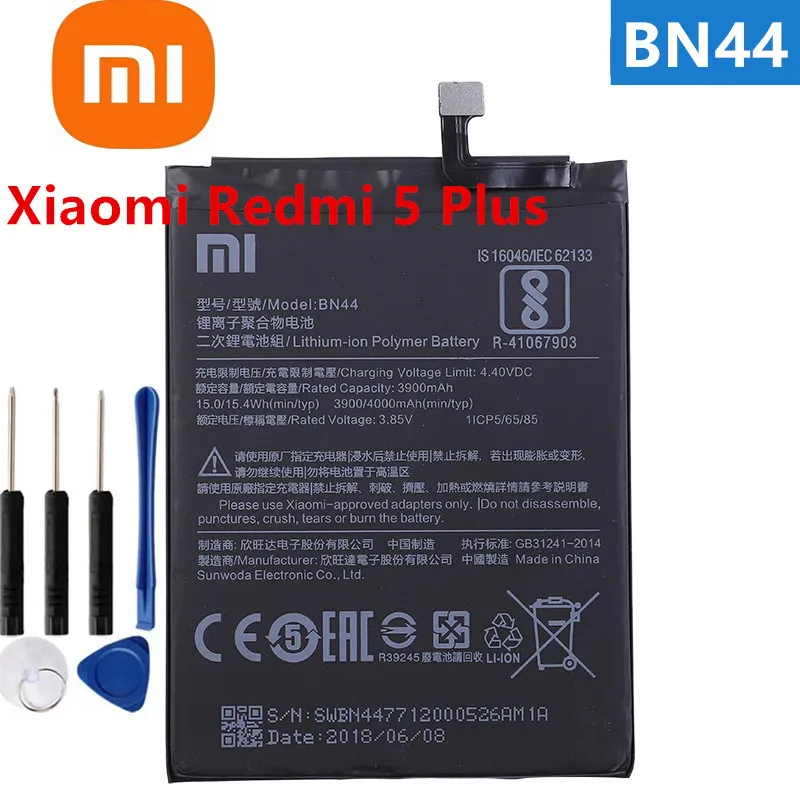 Xiao-mi-Battery-100-Orginal-BN44-4000mAh-For-Xiaomi-Redmi-5-Plus-BN44 ...