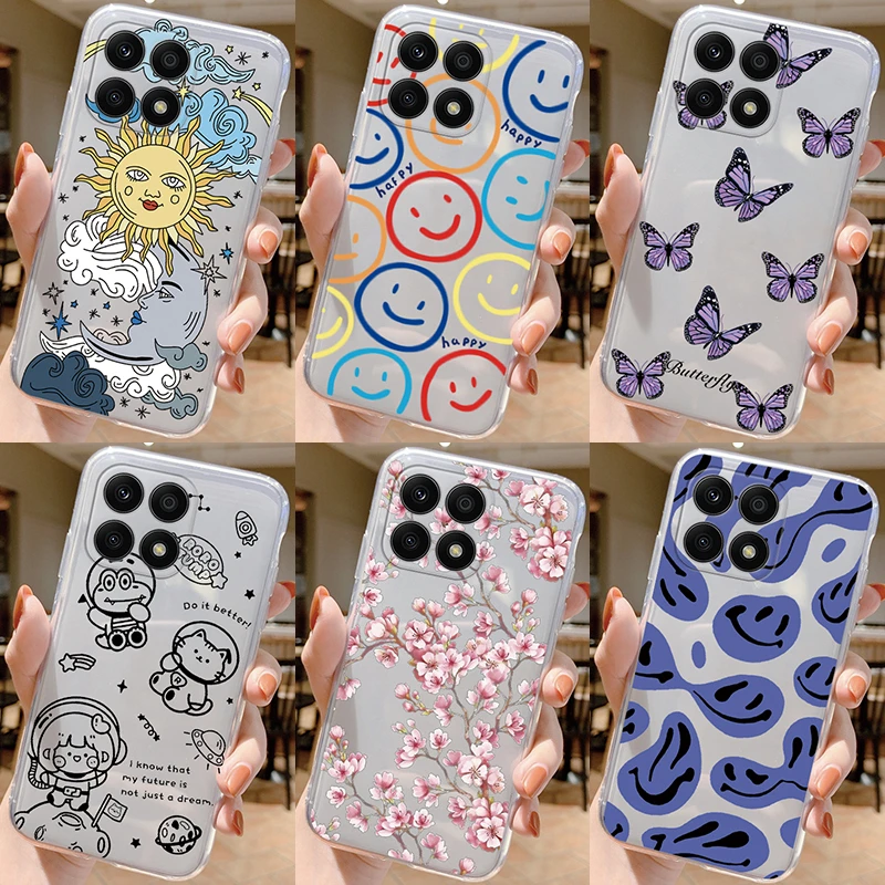 For Honor X6 X6S Case Silicone Clear Coque Sun Moon Face Phone Cover ...