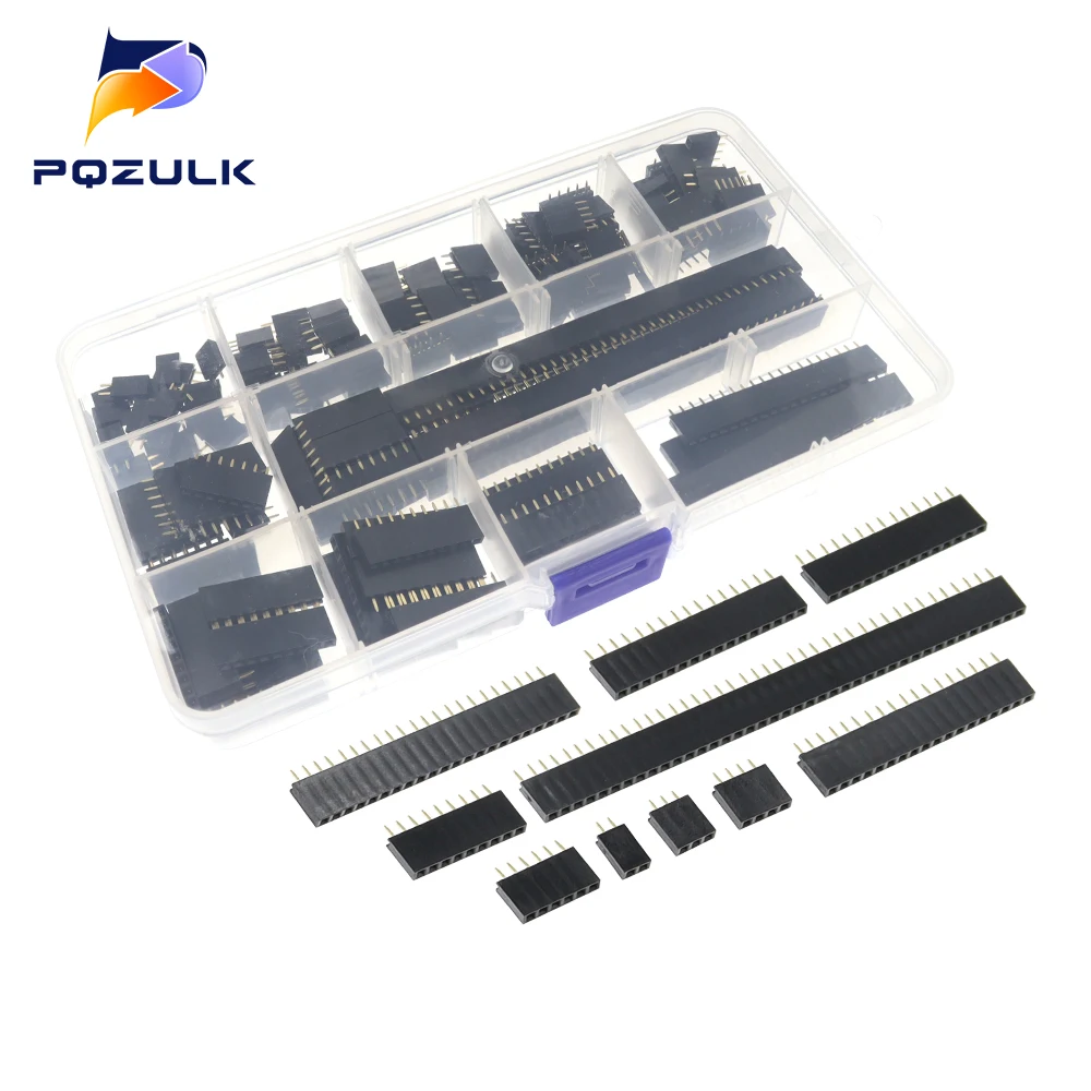 155PCS-2-54mm-Single-Row-Pin-Socket-Female-Header-Connector-Box-4-6-8 ...