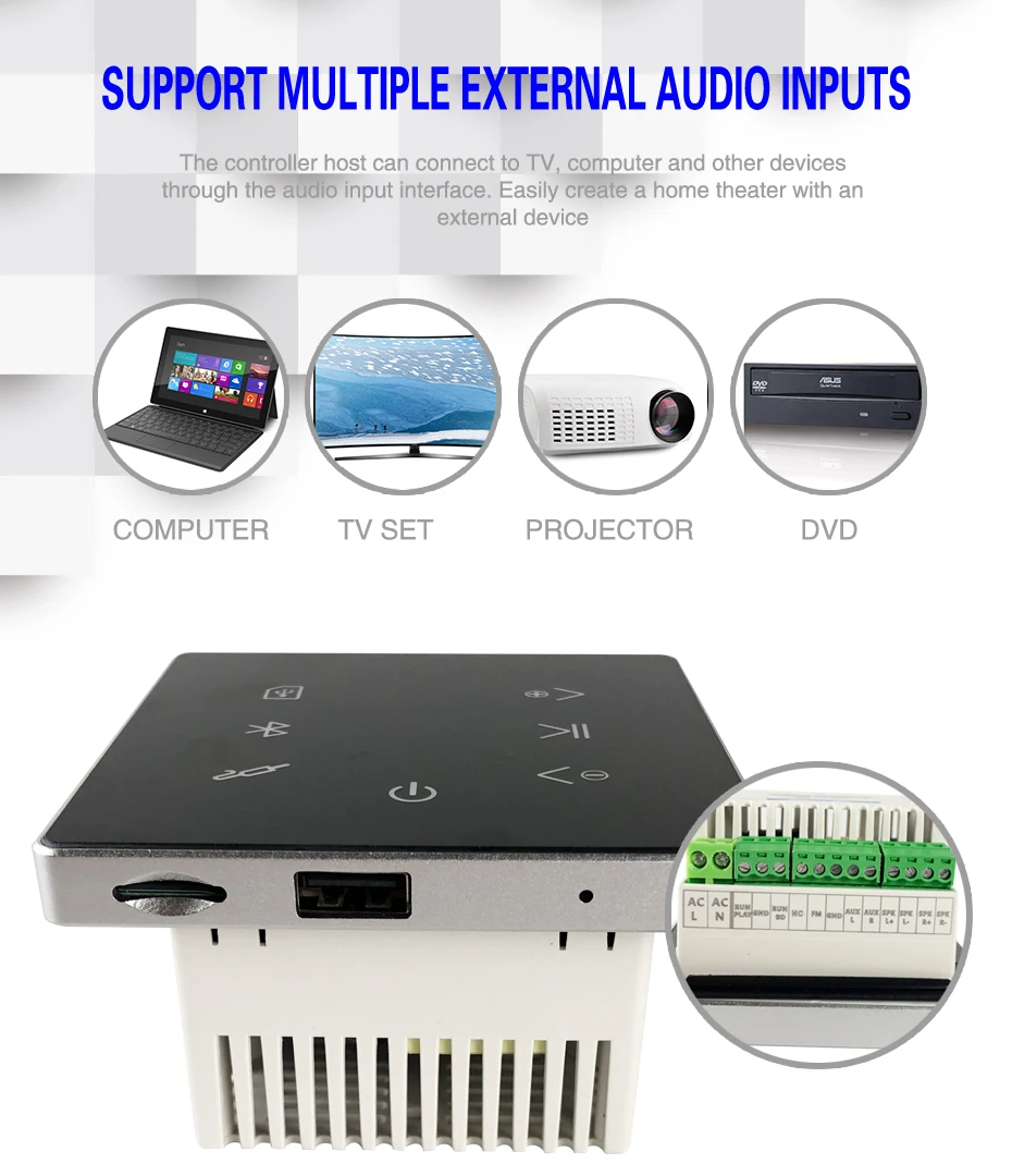 86H Mini Bluetooth Control Panel Touch Key Smart Home Audio Wall ...
