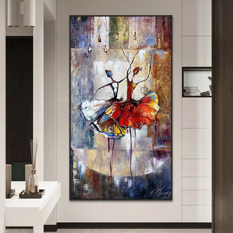 Abstract Dancing Oil Painting Ballet Dancer Canvas Posters and Prints ...