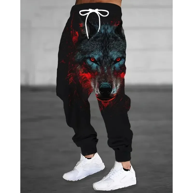 2026 new men's casual pants 3D White tiger print jogging pants 100% ...