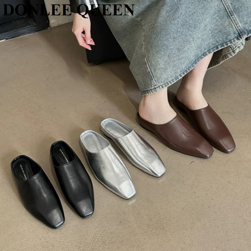 Fashion Women Slippers Close Toe Flat Heel Mules Shoes Spring Summer ...