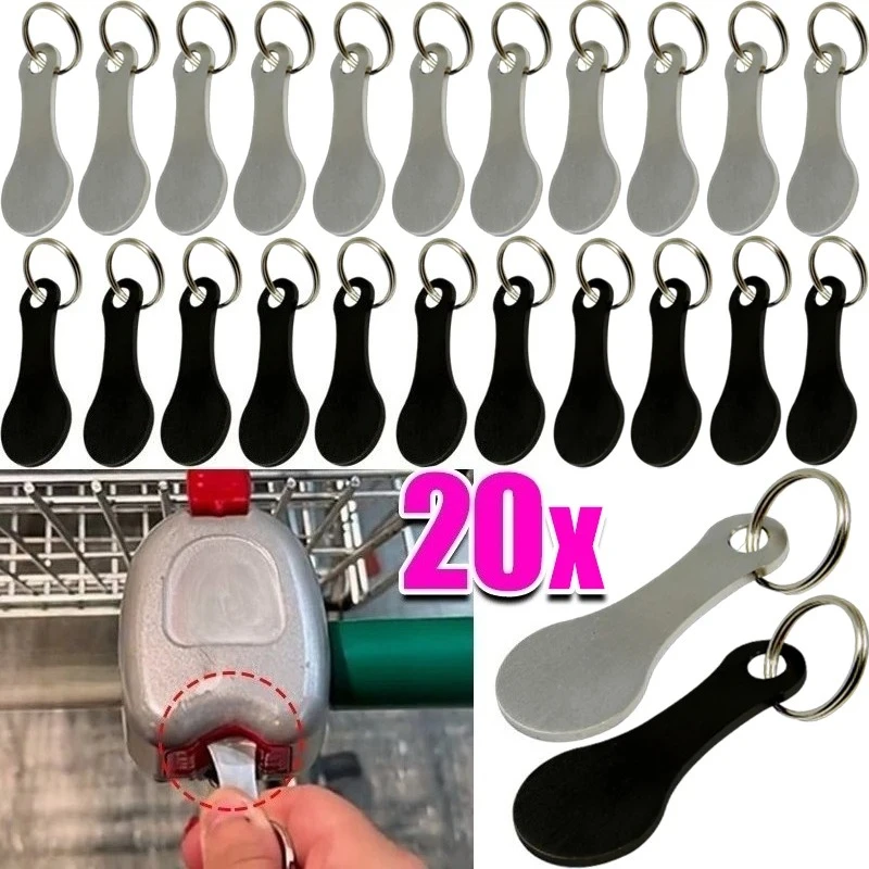 3/20pcs Metal Shopping Cart Tokens Trolley Token Key Ring Decorative ...