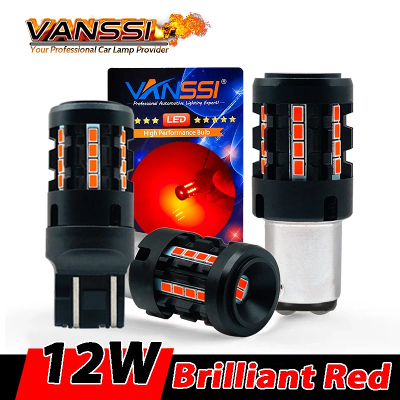 12W 2500LM Super Bright Red LED Bulb 1156 BA15s P21W PR21W 1157 Bay15d ...