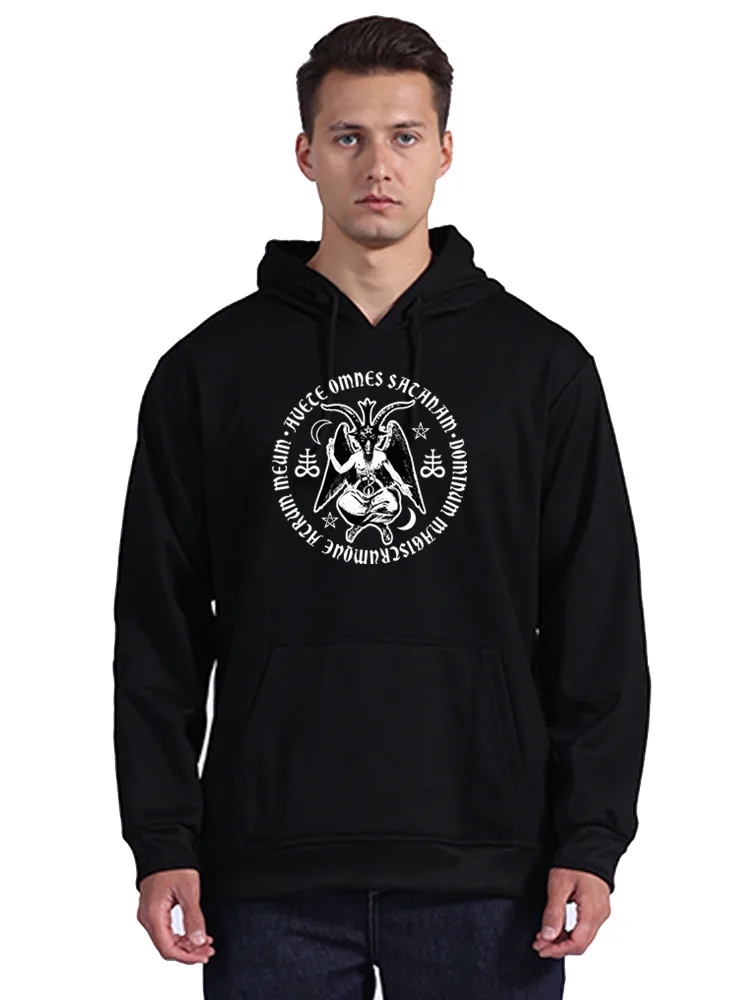 Male-Hail-Satan-Baphomet-With-Satanic-Crosses-Cotton-hoodie-Casual ...