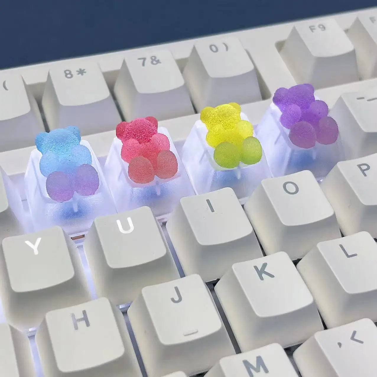 Transparent Gradient Gummy Bear Keycap Creative ESC Cross Axis Game ...