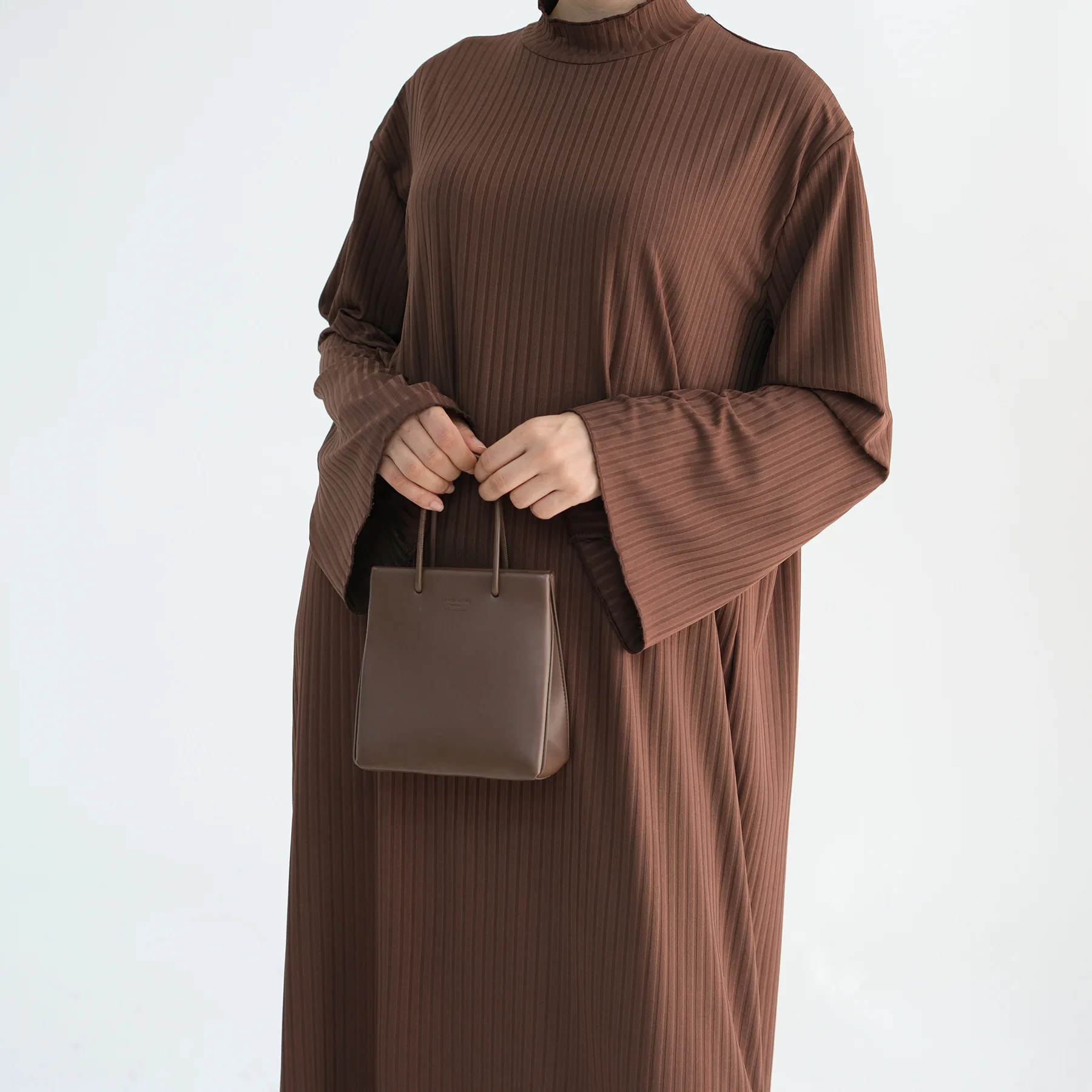 Muslim-Women-s-Stand-Collar-Loose-Under-Abaya-Dress-Elegant-Hijabi-Robe ...
