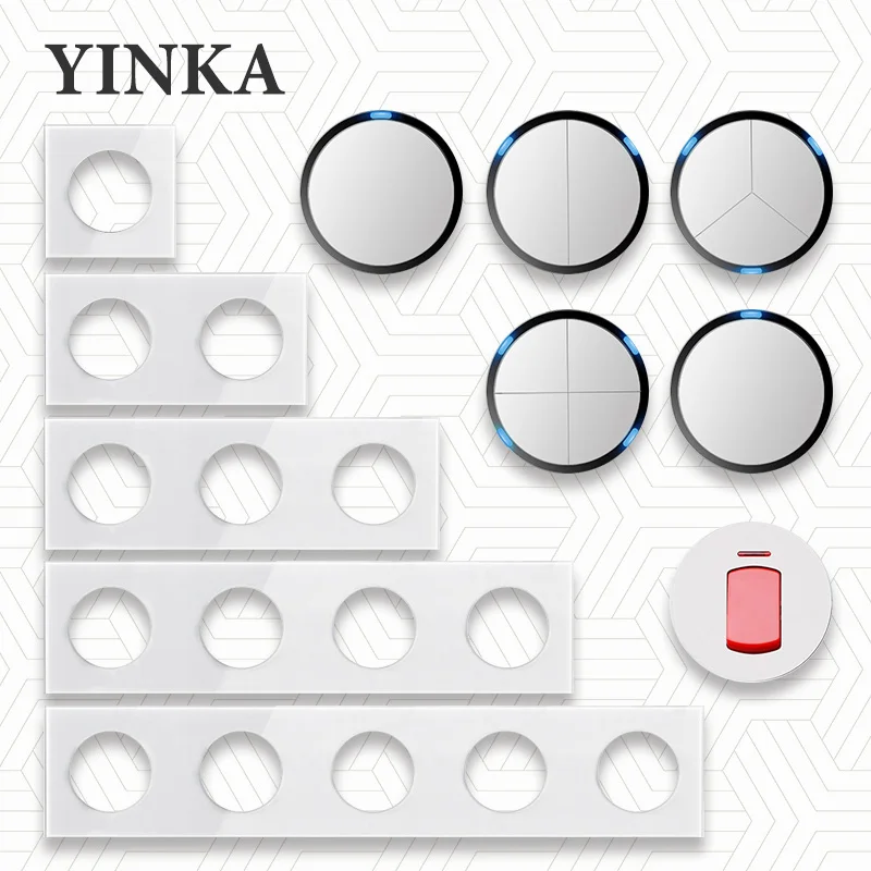 YINKA Tempered Glass Wall Light Frame Switch Free Combination UK EU US ...