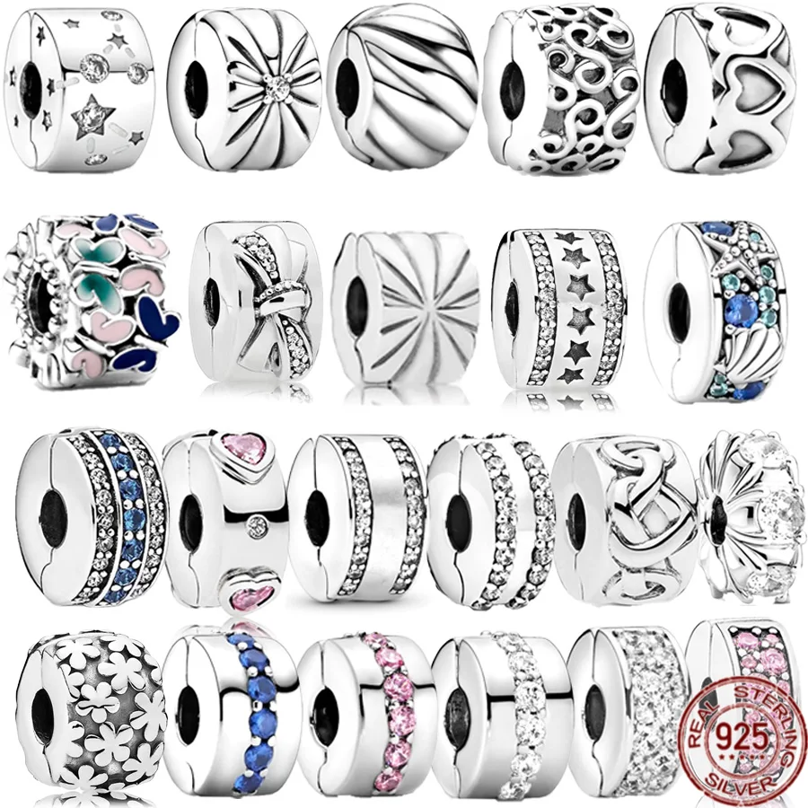 NEW Band Of Hearts & Pavé Starfish Shell Clip Charm 925 Sterling Silver ...