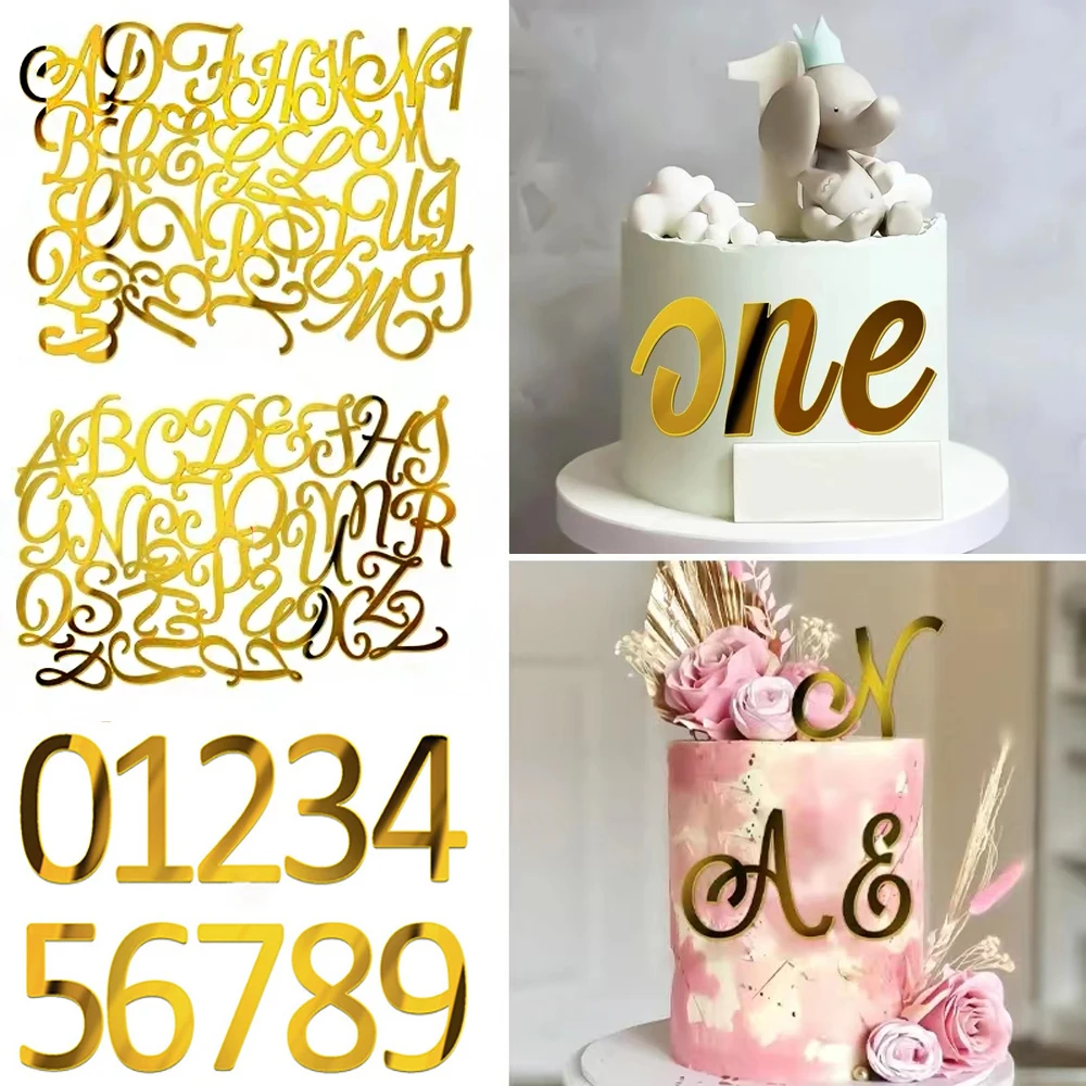 26-Uppercase-Letter-Cake-Decor-Golden-Acrylic-DIY-Personalise-Name-Cake ...