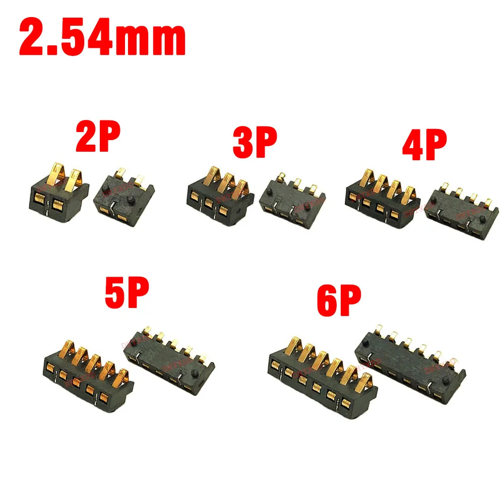 10Pcs Spring Battery Connector 2.54MM Pitch 2 3 4 5 6 Pin Male Female ...