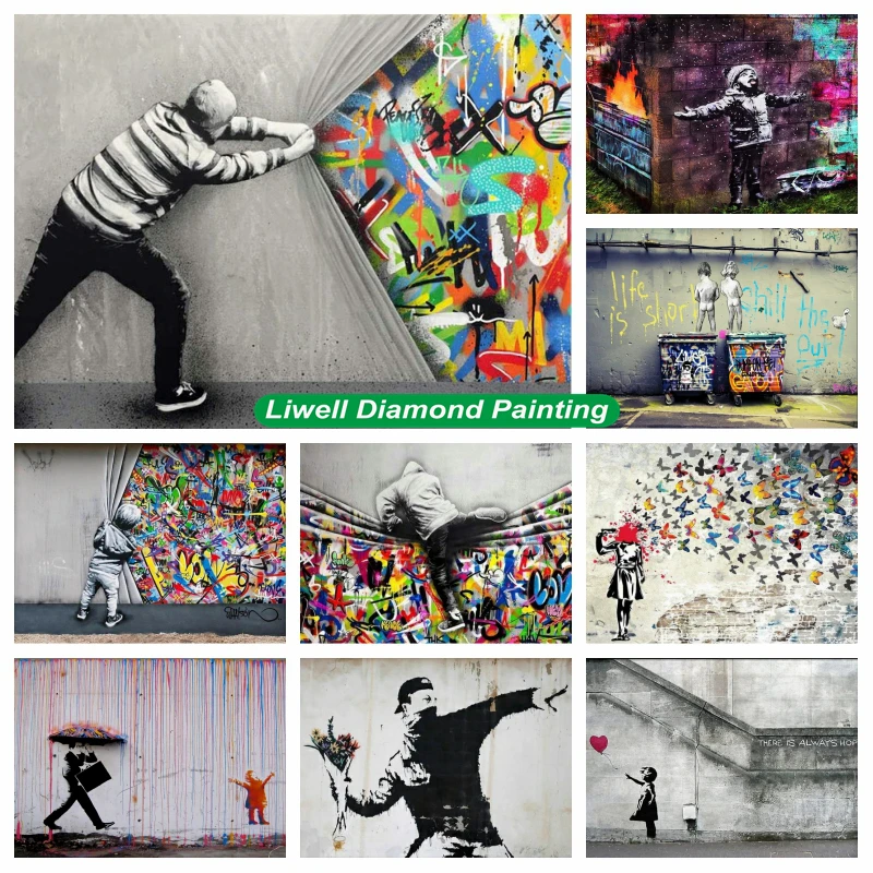 Artist Banksy Graffiti Art 5d Diamond Painting Full Square Drills ...