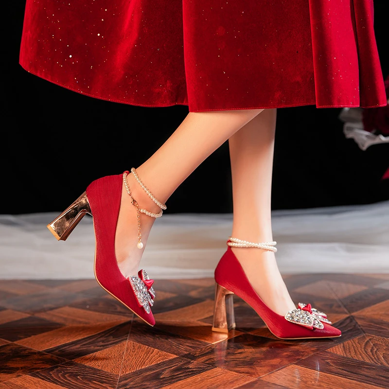 Big Red Shoes Sexy Wedding Women’s Shoes Big Size Fashion High Heel ...